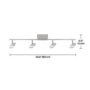 Globe Electric Delphine 4-Light LED Integrated Adjustable Spotlight Track Lighting, Brushed Steel Finish, Frosted Shades, 840 Lumens, 16.5W Integrated LED, 58890