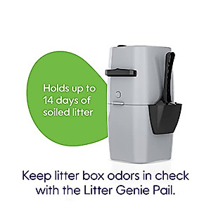 Litter Genie Standard Pail (Silver) | Cat Litter Box Waste Disposal System for Odor Control | Includes 1 Square Refill Bag