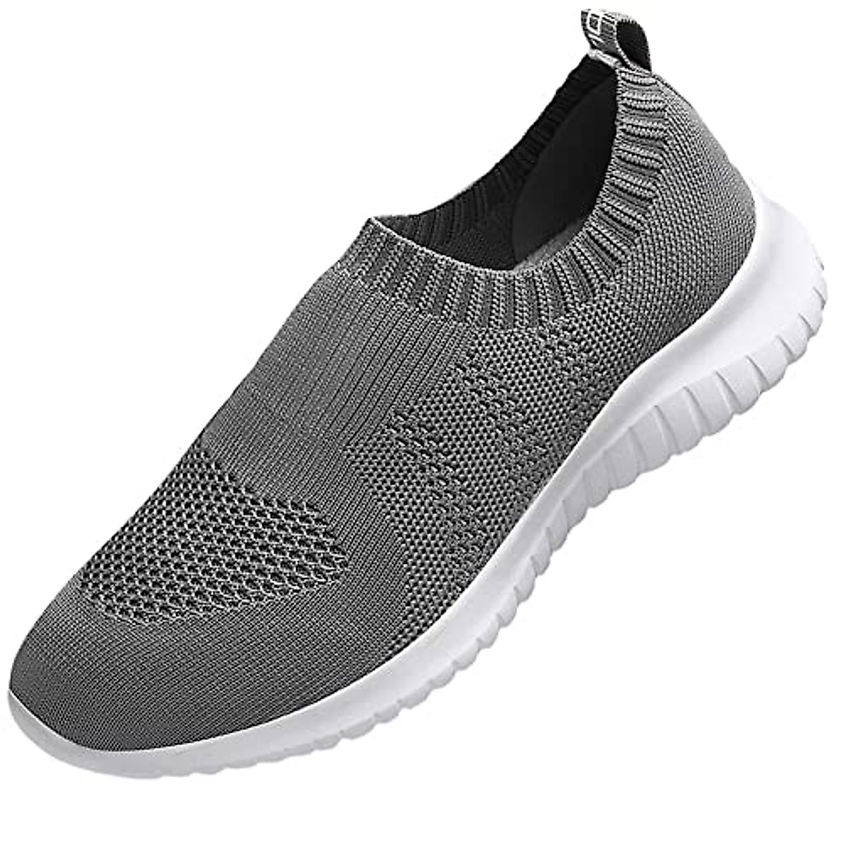 konhill Women's Walking Tennis Shoes - Lightweight Athletic Casual Gym Slip on Sneakers 9.5 Wide US A/Dark Grey,41
