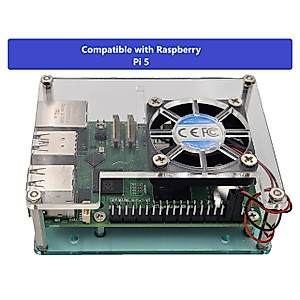 Micro Connectors Four (4) Layer Stackable Acrylic Raspberry Pi 3 Case for Model B B+ and Pi 4 Enclosure with Fan and Heatsinks - Clear (RAS-PCS46)