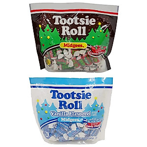 Tootsie Roll Christmas Chocolate and Vanilla Flavored Midgees, Pack of 2 12oz Bags