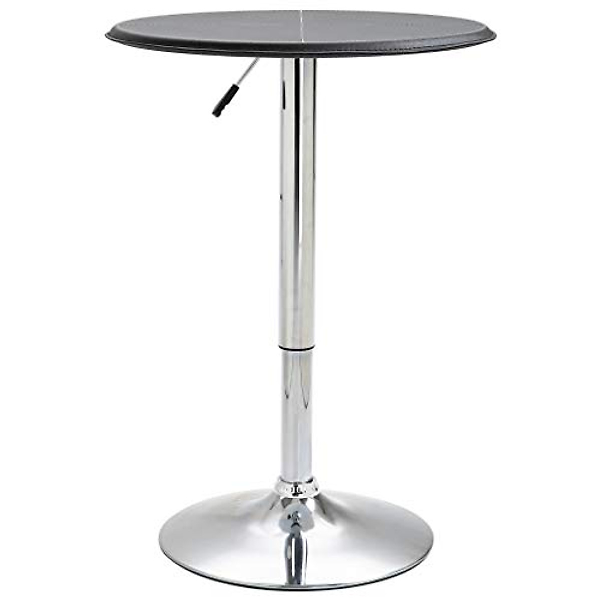 NusGear Bar Table Black Ø23.6 MDF Top with Chromed Steel Frame, Height-Adjustable (28" - 36.2")