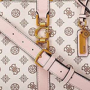 Guess Women's GUESS Briana Girlfriend Medium Satchel Crossbody Tote Bag Handbag - Cream Logo