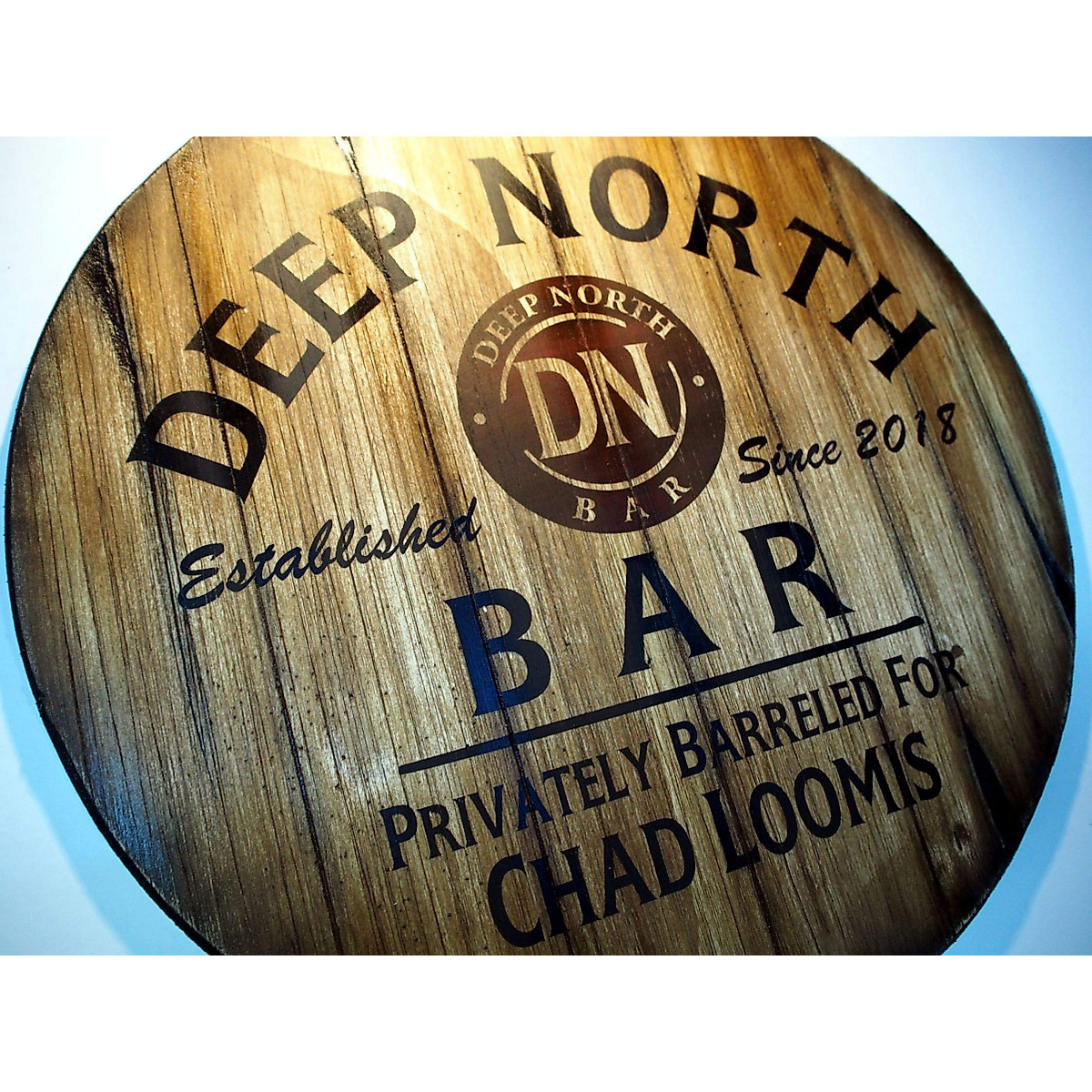 Set of 2 Personalized Barstool Replacement Seat, Personalized Bar Stools Tops, Vintage Heavy Duty Stool Seat, Custom Artwork Painted on Rustic Wood Inspired by Whiskey and Wine Barrels