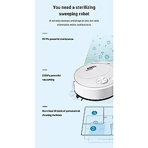 XNGIIKIN Robot Vacuums Robotic Vacuums Floor Cleaning Machines for Low Carpets, Pet Hair, Hard Floors (Black)