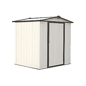 ARROW 6' x 5' EZEE Galvanized Steel Low Gable Shed Cream with Charcoal, Storage Shed with Peak Style Roof