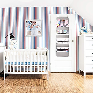 Jay-Chi Over Door Hanging Organizer Storage - 7 Large Pockets Closet Bathroom Baby Nursery Organizer Perspective Window Wall Mount Rack for Clothes Toys Sundries(Grey)