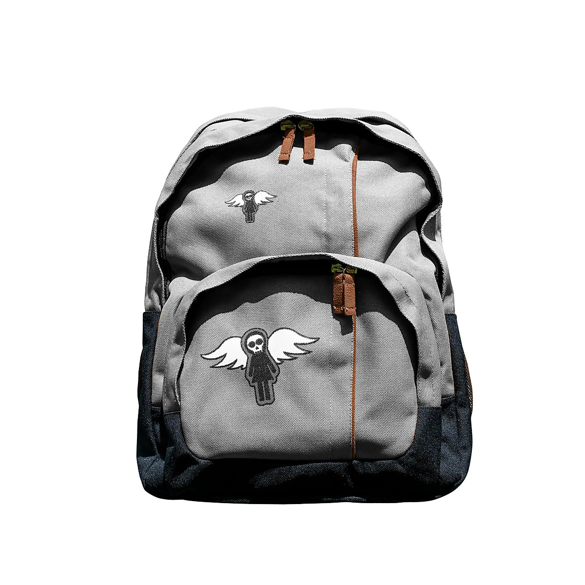 Retro Punk-Style Canvas Backpack (Grey w/Angel Decal)