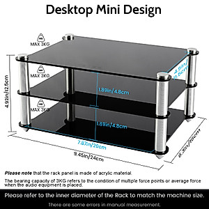 KGUSS Mini Audio Component Rack Black Acrylic 2-Layer Rack Aluminium Holders Small Desktop Rack for HiFi Audio Equipment dac Amplifier Amp (Black)