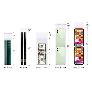 2" x 8" Cello Bags 100pcs Long Resealable Cellophane Bags OPP Self Adhesive Bags 1 Mil for Pretzel Bakery Cookies Candies Jewelry Crafts Candles Party (5 Sizes to Choose from)