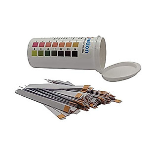 pH 1-14 Wide Range Test Strips [Moisture-Proof Vial of 100 Strips] Made in USA
