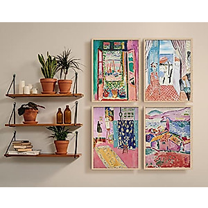 Matisse Wall Art Prints - Set of 4 Henri Aesthetic Posters for Aesthetic Room Decor, Art Exhibition Matisse Prints Pink Posters Framable Art Cute Impressionist Group of Prints (8x10)