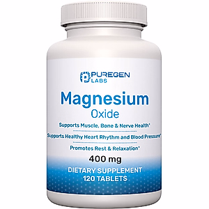 Magnesium 400mg [High Potency] Supplement – Magnesium Oxide for Immune Support, Muscle Recovery, Leg Cramps and Relaxation 120 Tablets