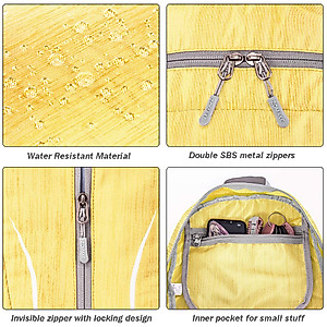 ZOMAKE 25L Ultra Lightweight Packable Backpack, Foldable Hiking Backpacks Water Resistant Small Folding Daypack for Travel(Yellow)