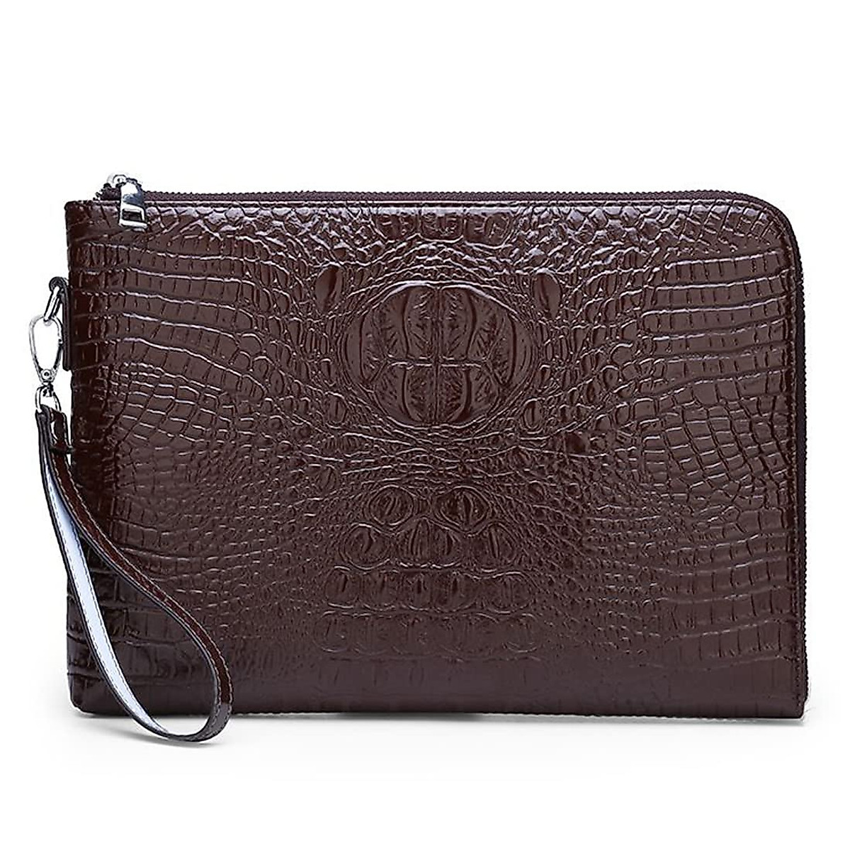 DAISHA Large Capacity Clutch Bag Purse,Business Wristlet Wallets for Men,Imitation crocodile leather texture Handbag Wallet.