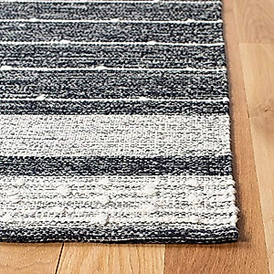 SAFAVIEH Striped Kilim Collection 6' x 9' Black/Ivory STK509Z Handmade Flatweave Cotton Area Rug