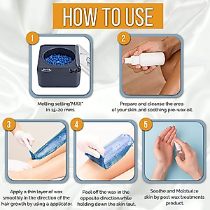 SILMII Waxing Kit for Hair Removal,Home Wax Warmer,Home Waxing Kit for Eyebrow, Legs, Armpit, Face Waxing with 14oz Wax Beads & 20 Wax Sticks