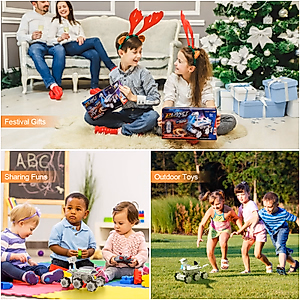 KJIXYUNG Mars Rover Remote Control Car for Boys 4-7, Space Explorers Toys RC Cars for Boys Age 8-12, Moon Rover with 2.4Ghz Remote Control, Astronaut Model, 6 Laterally Movable Wheels, Rechargeable