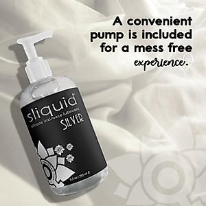 Sliquid Silver Intimate Lubricant - Silicone Lube for Women/Men/Couples, Hypoallergenic Lube, Silicone Lubricant, Waterproof, Unscented, 8.5 Fl Oz