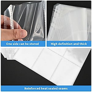 9 Pocket Card Sleeves ，Holds 3600 Cards ，Trading Card Binder Sleeves，High Quality Thickened，Card Binder Sleeves, 3 Ring 9 Pocket Pages for Sports Cards, Coupons, Game Cards，200 Pack