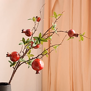 Warooma 3PCS 37.4 Inch Artificial Pomegranate Branches,Red Artificial Pomegranate Decoration for Home Office Restaurant Wedding Garden Photography (Red)