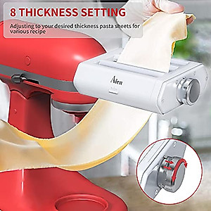 Pasta Maker Attachment for Kitchen Aid Stand Mixer, 3 IN 1 Fettuccine Spaghetti Noodle Cutter and Pasta Roller Set with Cleaning Brush (White)