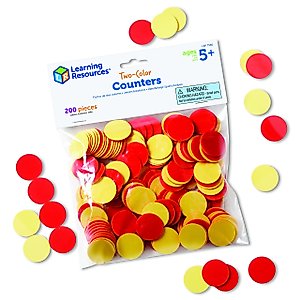 Learning Resources Two-Color Counters, Set of 200, Ages 5+, Grades K+, Educational Counting Sorting and Patterning, Family Counters,Back to School Supplies,Teacher Supplies
