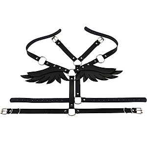 FM FM42 Blue O Ring Waist Belt Body Caged Harness with Angel Wings PN2671