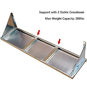 MYOYA Stainless Steel Shelf 12" x 48" 280lbs Heavy Duty Metal Shelves NSF Commercial Wall Mounted Floating Shelving with Backsplash and Brackets for Kitchen Restaurant Bar Hotel and Garage