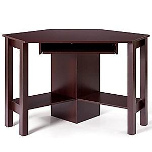 MJWDP Wooden Corner Desk with Drawers Computer Computer Desk Study Home Office Writing Study Desk