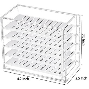 Nicunom 2 Pack 5 Layers Clear False Eyelash Organizer Case, Acrylic Eyelash Storage Box Eyelashes Holder Case False Lashes Display Container Makeup Storage for Grafting Eyelash Extension
