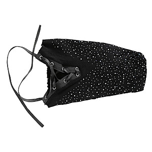 Black Crystal Elastic Mesh Rhinestone Masquerade Masks Full Face Veils See Through Fishnet Headwear Hairbands Turban Head Covers Wraps