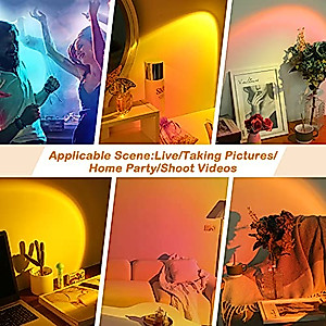 Flanney Sunset Lamp Projection 16 Colors Light 360 Degree Remote Control Brightness Adjustable Rainbow Sunset Sun 12 Effect for Photo Video Bedrooms Vlog Home Party