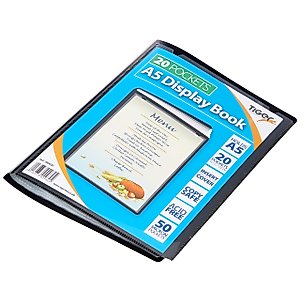 Tiger 300930 20 A5 Pocket Presentation Display Book - Black,Medium