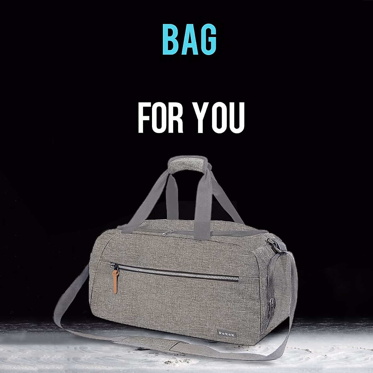 ROTOT Sport Duffel Bag, Gym Bag with Waterproof Shoe Pouch, Weekend Travel Bag with a Water-resistant Insulated Pocket (33L) (Dark gray)