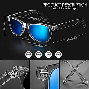 Joopin Oversized Square Sunglasses Polarized Sun Glasses UV400 Clear Frame Shades for Women Men Trendy Mirrored Sunnies (Pink + Blue + Purple)