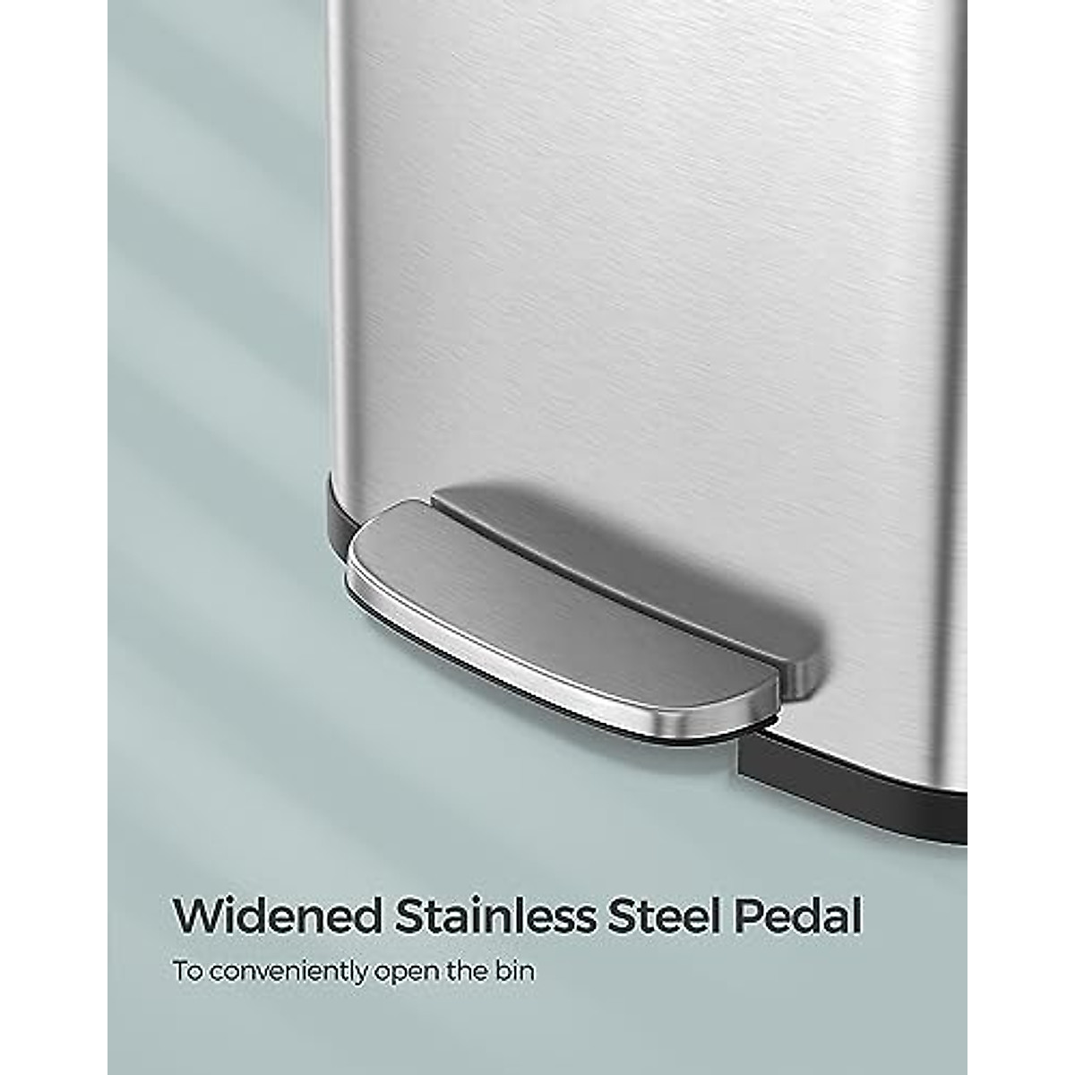 SONGMICS Kitchen Trash Can, 18-Gallon Stainless Steel Garbage Can, with Stay-Open Lid and Step-on Pedal, Soft Closure, Tall, Large and Space-Saving, Silver and Black ULTB520E68