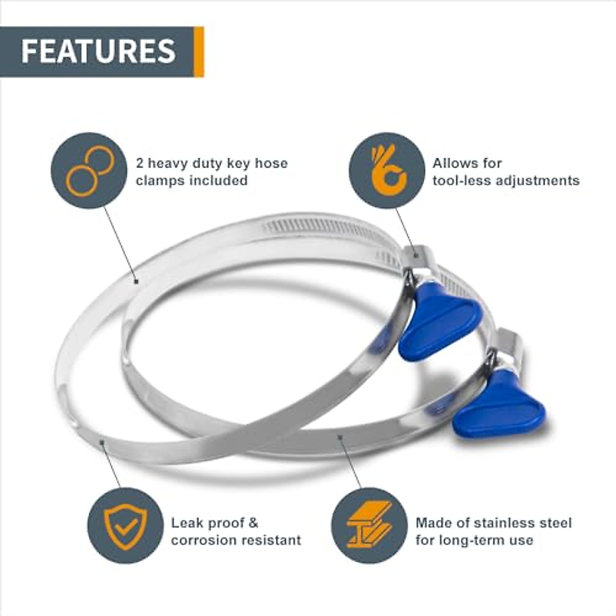 POWERTEC 70242 4" x 10' PVC Dust Collection Hose with 2 Stainless Steel Hose Clamps for Woodworking and Shop Vacuum, 4 Inch Dust Collector Hose for Dust Collection Fittings