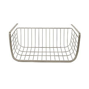 Spectrum Diversified Ashley Small Storage Shelf, Kitchen Cabinet & Pantry Organization & Storage, Bathroom Cabinet Basket, Satin Nickel PC