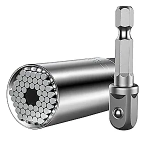 Dewkou 1 PC Universal Socket Tools Gifts, Christmas Stocking Stuffers Socket Set with Power Drill Adapter Super Grip Socket Cool Gadgets for Men Birthday Gifts for Men Women Husband (7-19 MM)
