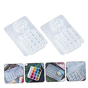SEWACC Resin Molds 6 Pcs Palette Stencil Resin Tray Eyeshadow Pallet Crystal Mold Paint Resin Eyeshadow Pallets Silicone Mold for DIY Paint Tray Box Mold DIY Accessories Clay