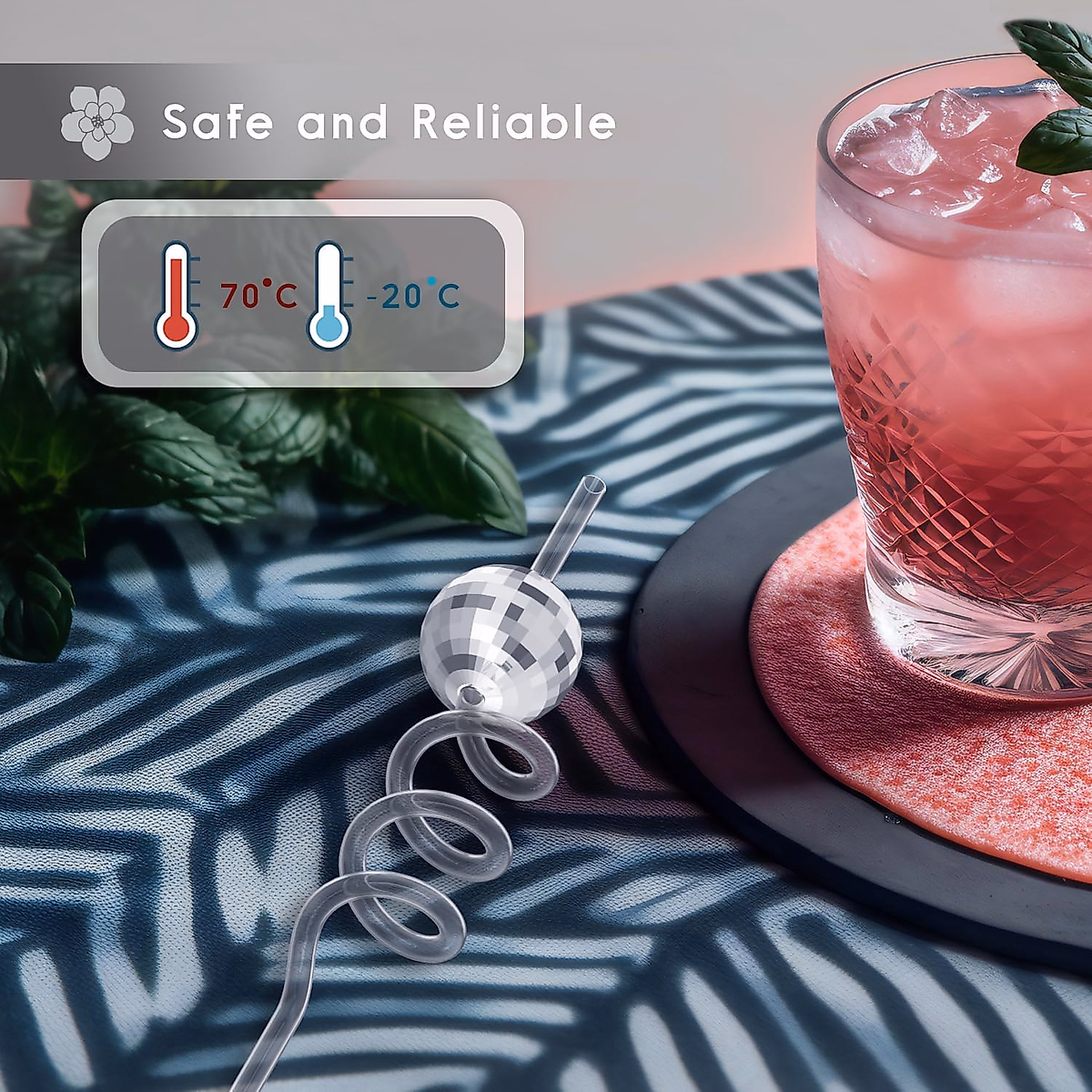 16PCS Disco Party Decorations, Mini Disco Ball Decor Reusable Straw, 70s Disco Ball Straws for Bachelorette Party Decorations Birthday Supplies (Silver)