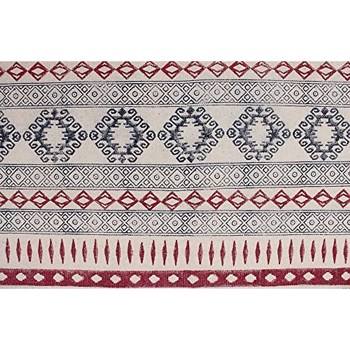 Casavani Hand Block Printed Cotton Dhurrie Geometric Red & Black Area Rug Doormat Floor Rug Indoor Area Rugs for Bedroom Living Room Laundry Room 3x5 Feet