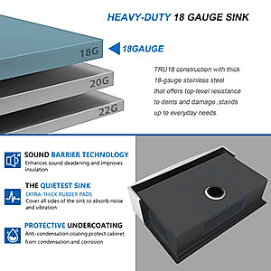 ALWEN 30 x 22 inch Farmhouse Worksation Kitchen Sink, Stainless Steel Farmhouse Apron Front Kitchen Sink, Handmade Modern Apron-front Single Bowl Farm Kitchen Sink with Ledge and Accessories