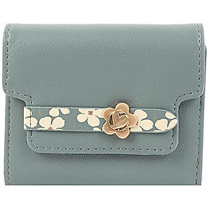 ZHAOCC Ladies Wallet, Ladies Compact Clutch Mini Wallet Women's Short Folding Wallet Simple Trendy Flower Large-Capacity Women's Wallet (Color : Orange)