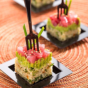 Restaurantware 4 Inch Mini Forks 500 Disposable Tiny Forks - Heavy-Duty Pair With Hors D'oeuvres Desserts or Samples Black Plastic Appetizer Forks For Parties Weddings Or Catering