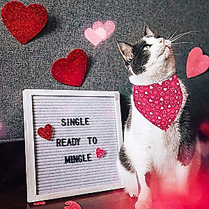 Pohshido 2 Pack Valentine's Dog Bandana, Holiday Cat Bandana Scarfs for Small Medium Large Dogs Cats Pet Puppies (Candy Hearts-Small)