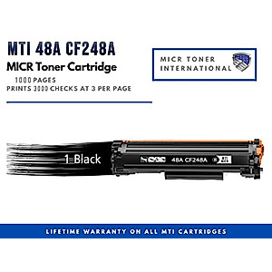 MTI 48A MICR Check Printing CF248A Toner Cartridge | Compatible with HP Pro MFP M15w M29w M28w M30w M31w M16w | HP48A 248A Printer Ink