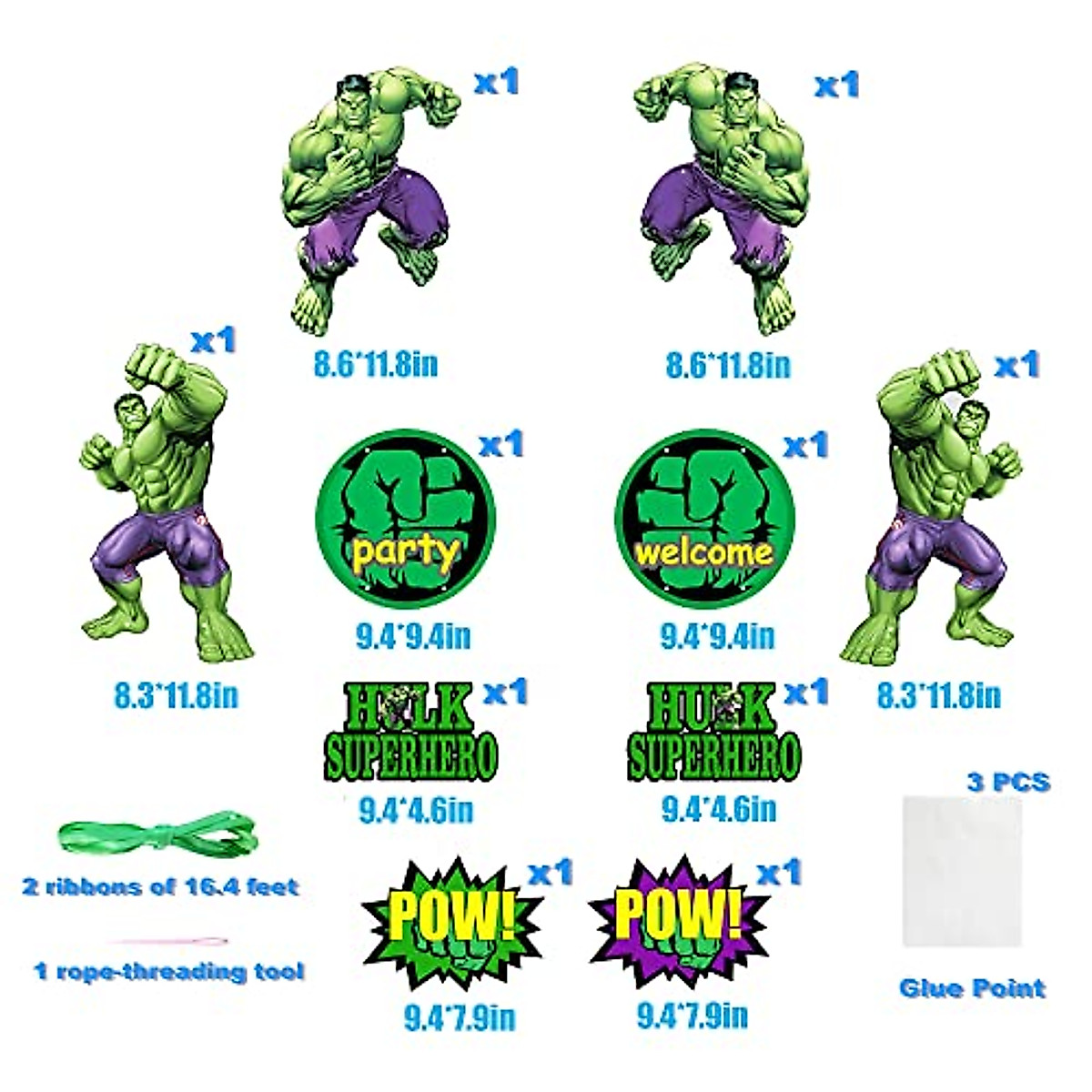 Superhero Hulk Banner Door Sign Banner Superhero Hulk Party Decorations for Kids Boys Birthday Baby Shower