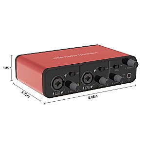 USB Audio Interface with XLR cable，Audio Interface with Mic Preamplifier Audio mixer recorder with 48V Phantom Power, 24 Bit, Support Computer and Equipment Recording （（NO Software or DAW included））